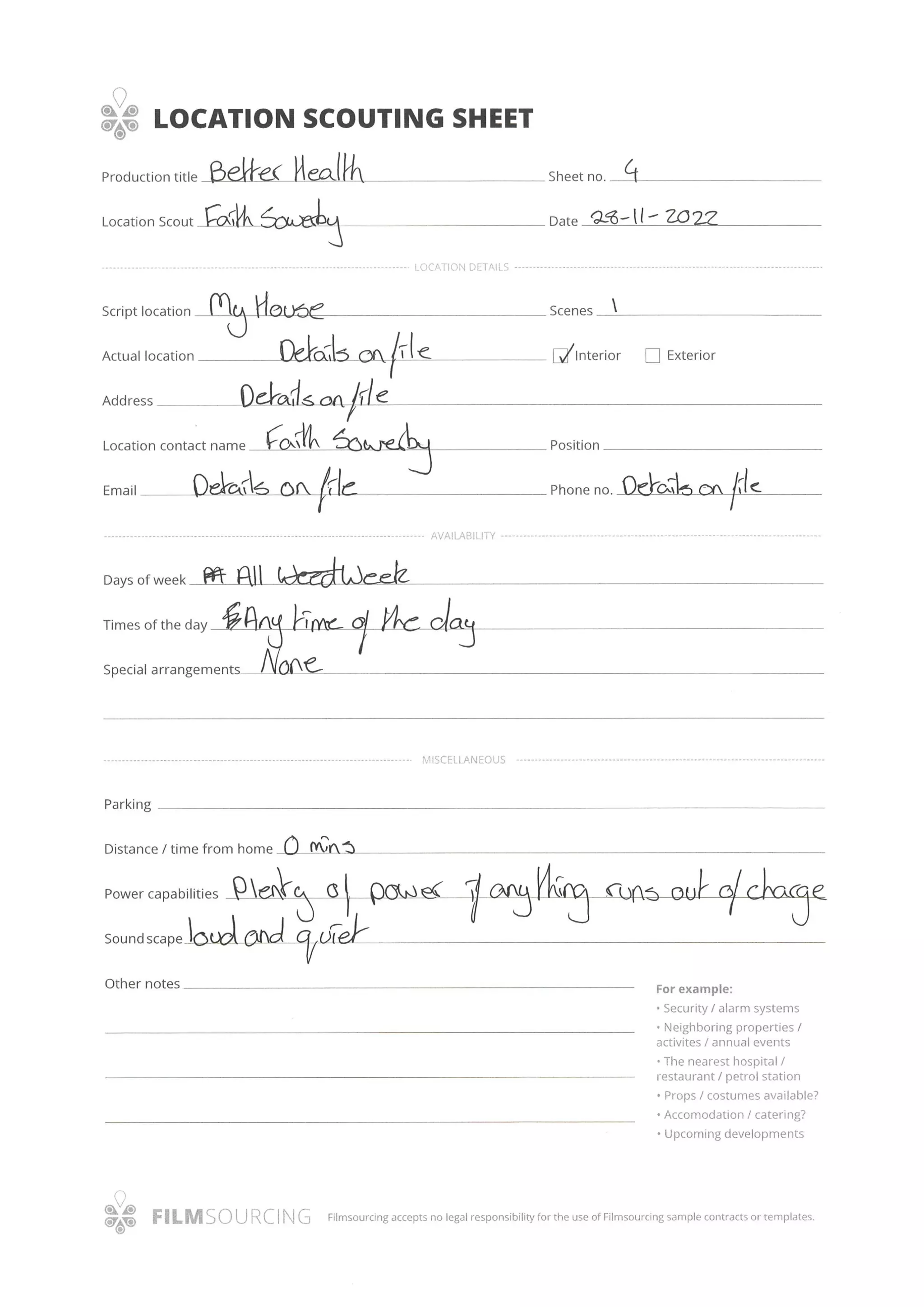 My House- Location Scouting | PDF