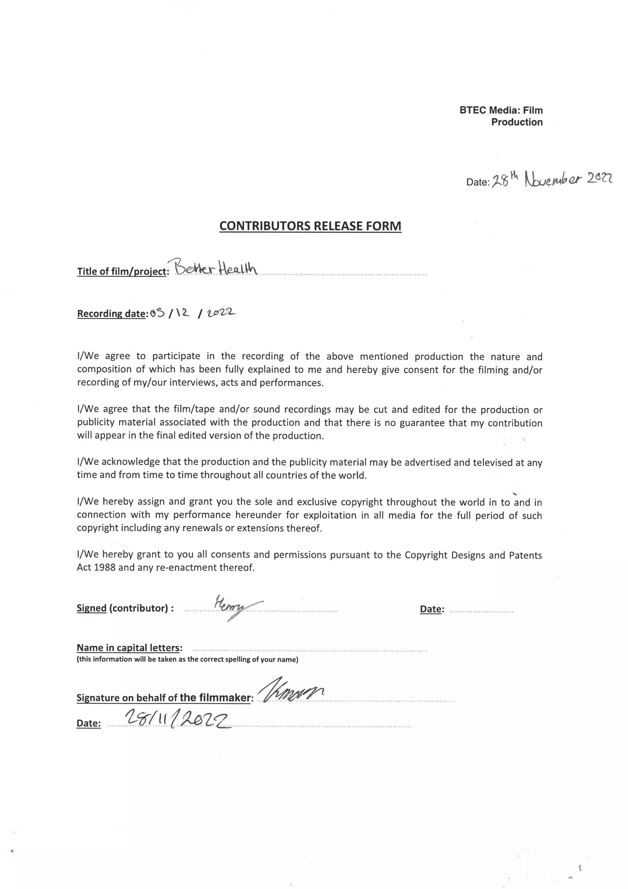 Contribution Release Form | PDF