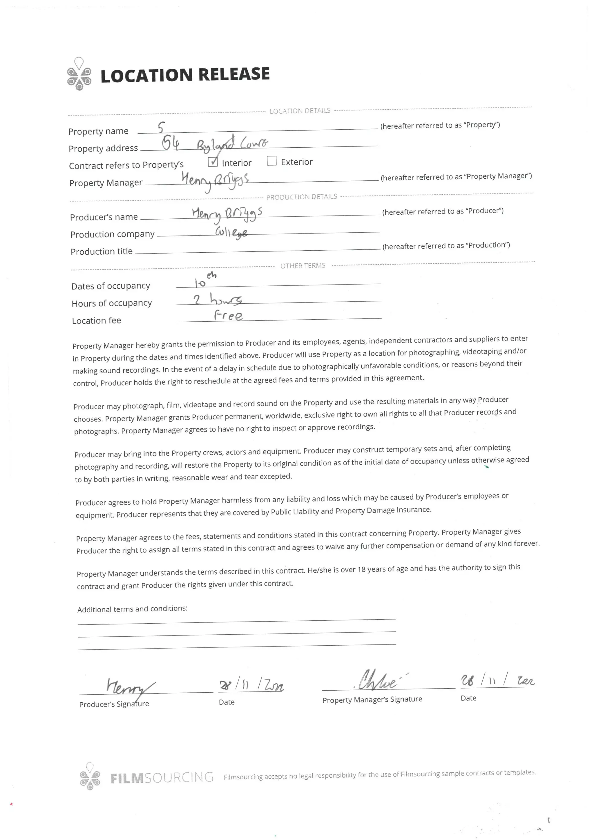 Location Release Form and Location Scouting Form | PDF
