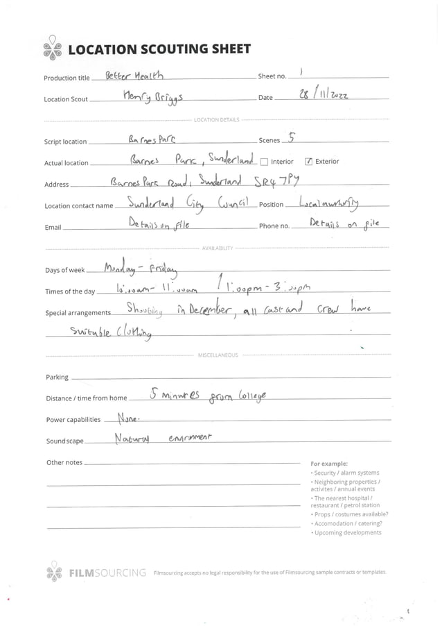 Location Release Form and Location Scouting Form | PDF