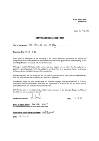 Contributor Release Form 2 Pdf