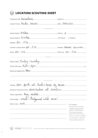 Location Scouting Forms | PDF