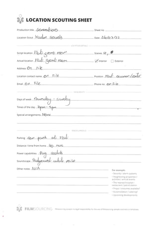 Location Scouting Forms | PDF