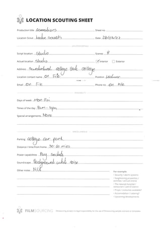 Location Scouting Forms | PDF