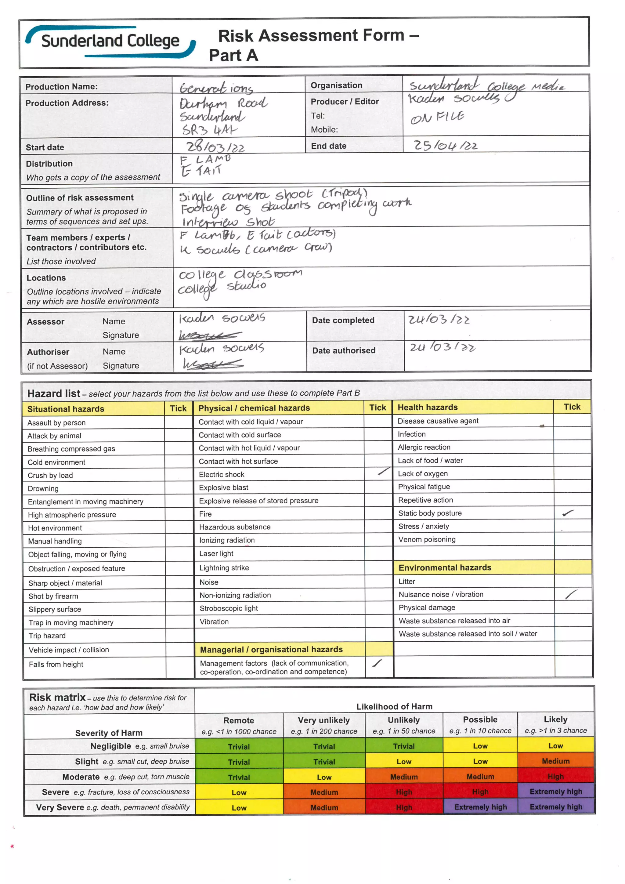 Risk Assessment College | PDF