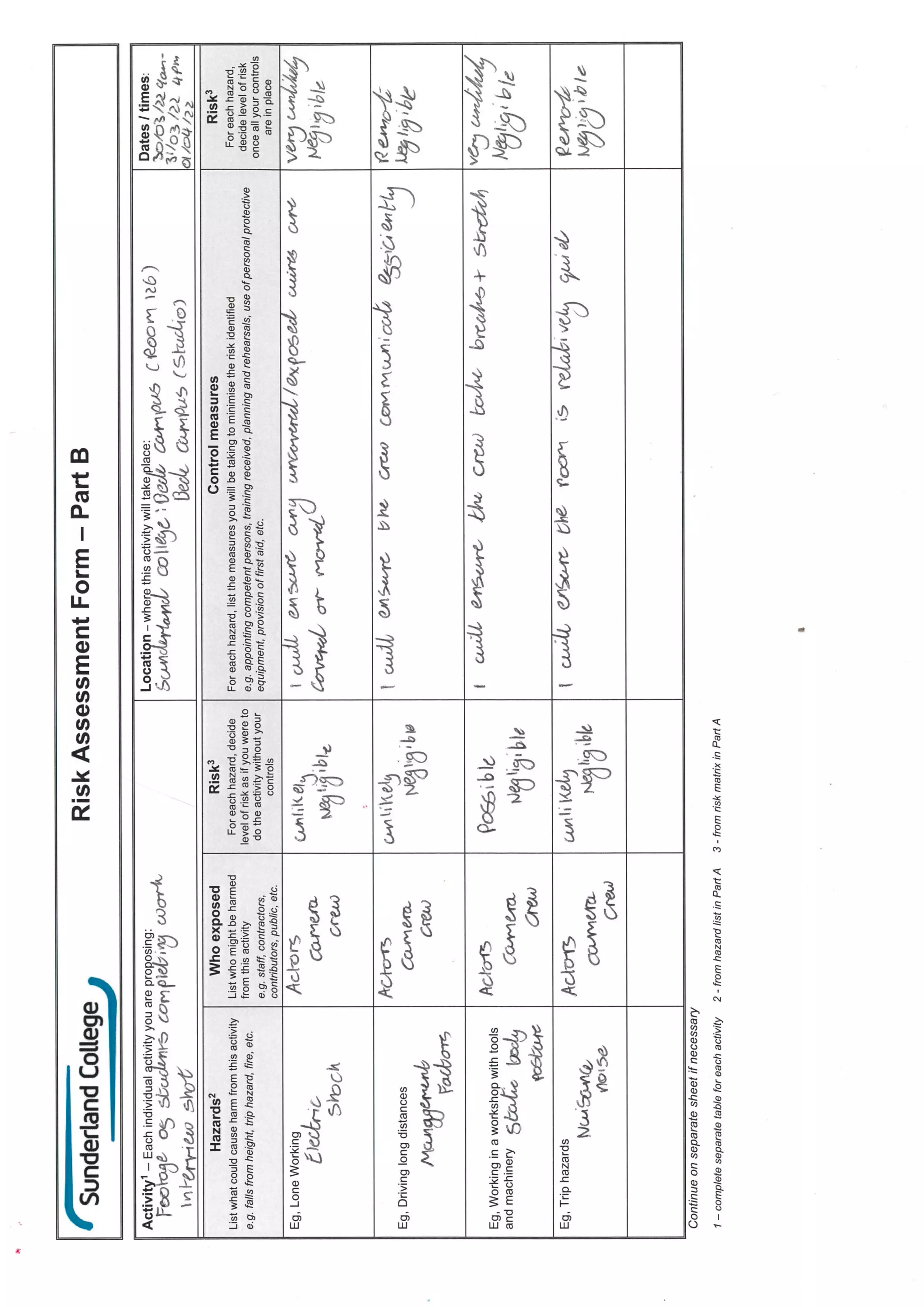Risk Assessment College | PDF