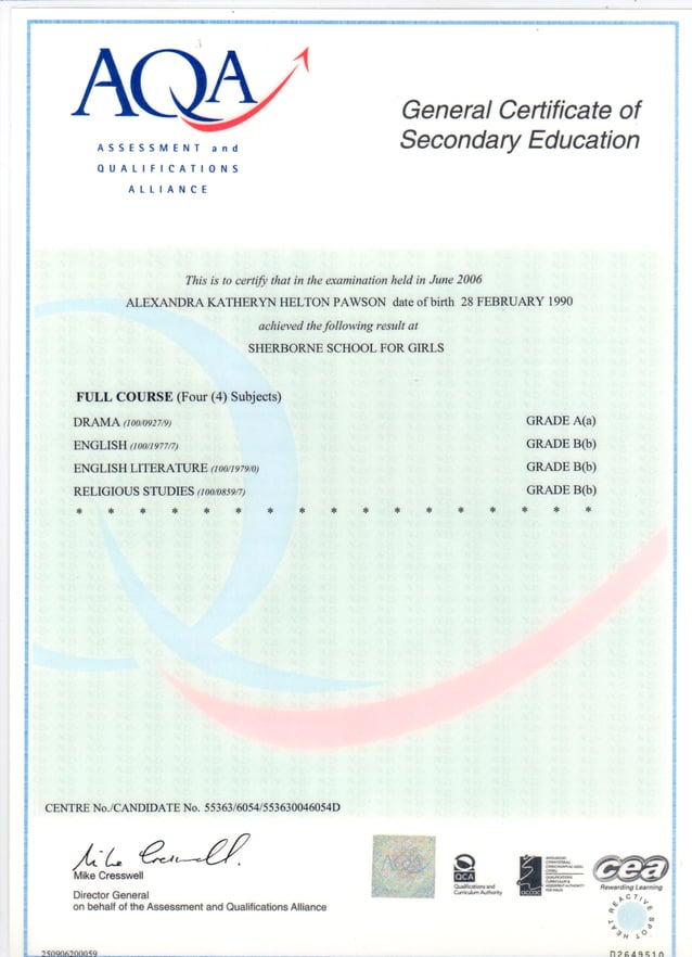 AQA (Assessment and Qualifications Alliance) GCSE (General Certificate ...