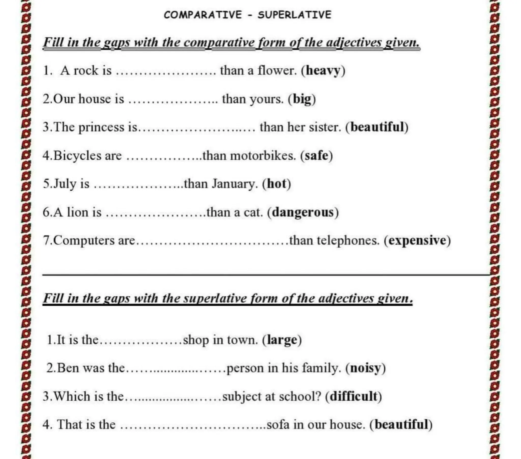 Comparative and superlative adjectives in english | PDF