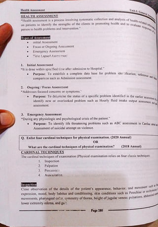 Health Assessment past papers for nurses with solution | PDF