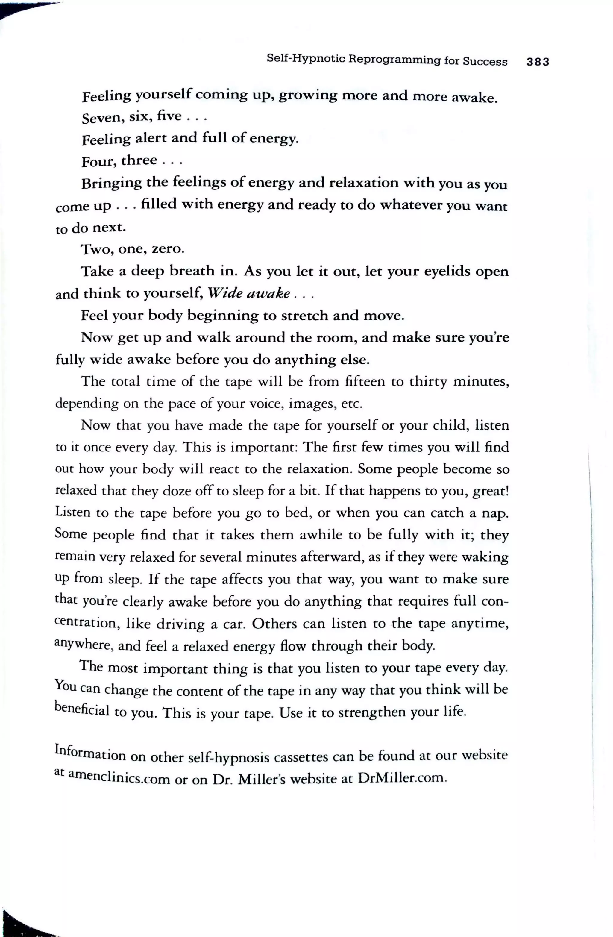 Self-hypnosis, Sample Script | PDF