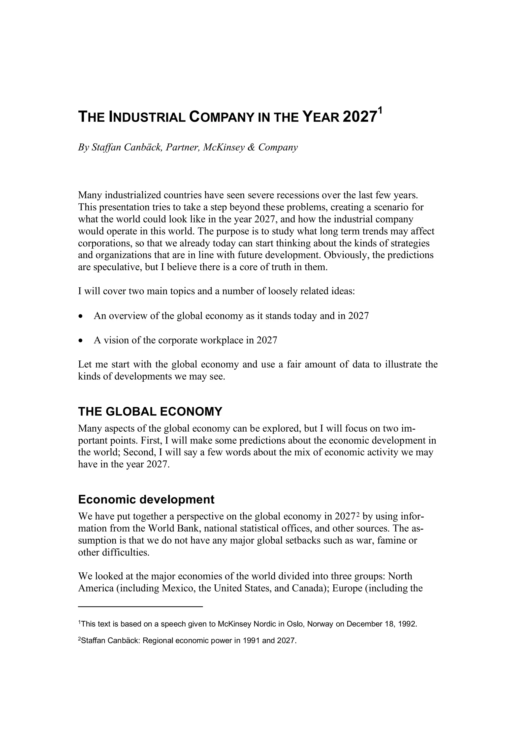 Staffan Canbäck - The Industrial Company in the Year 2027 (Predictions ...