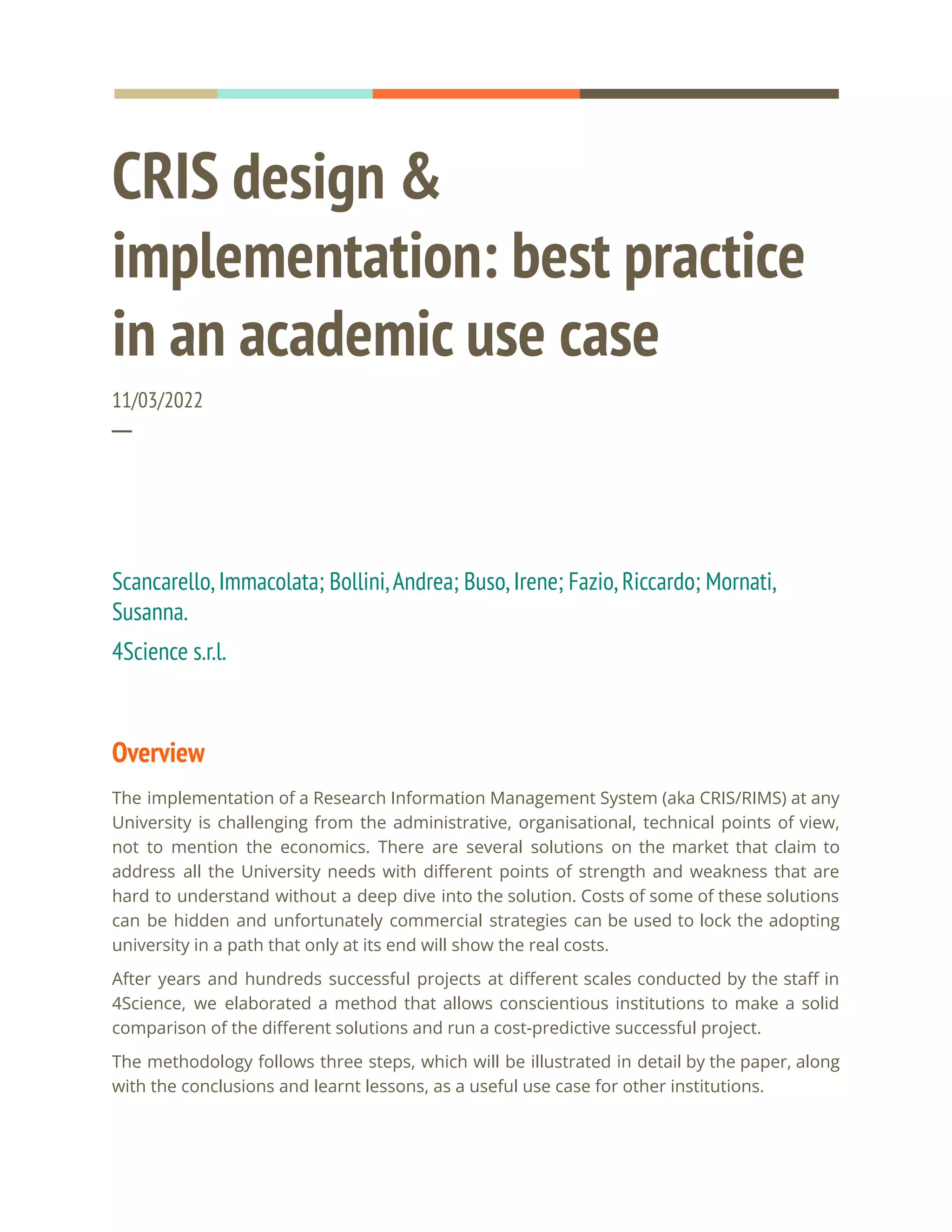 DSpace-CRIS design & Implementation | PDF