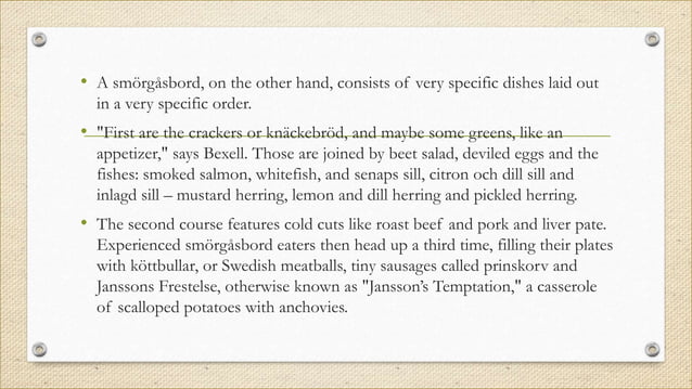 Scandivanian smorgasbord definition and popular dishes | PPTX | Cooking ...