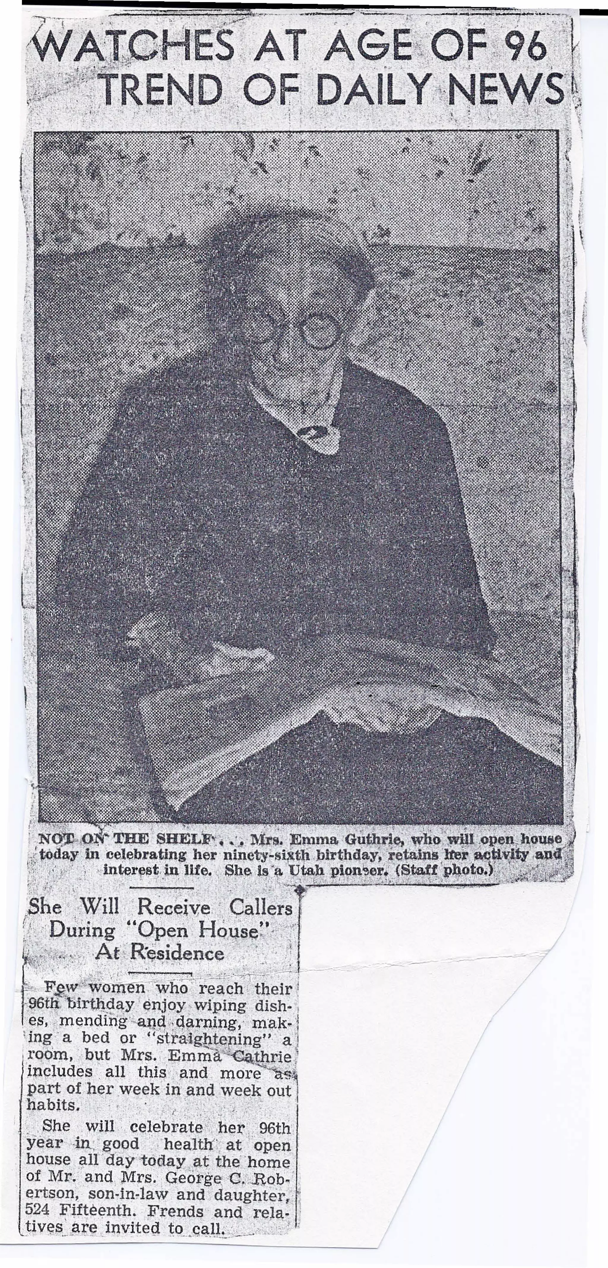 Emma Guthrie aged 96 Newspaper story | PDF