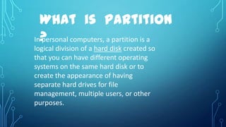 Scan,format,partition hdd,defragmentation | PPTX