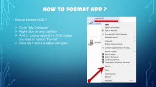 Scan,format,partition hdd,defragmentation | PPTX