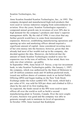 Scanlon Technologies, Inc. Anne Scanlon founded Scanlon Technol.docx