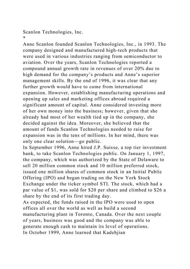 Scanlon Technologies, Inc. Anne Scanlon founded Scanlon Technol.docx