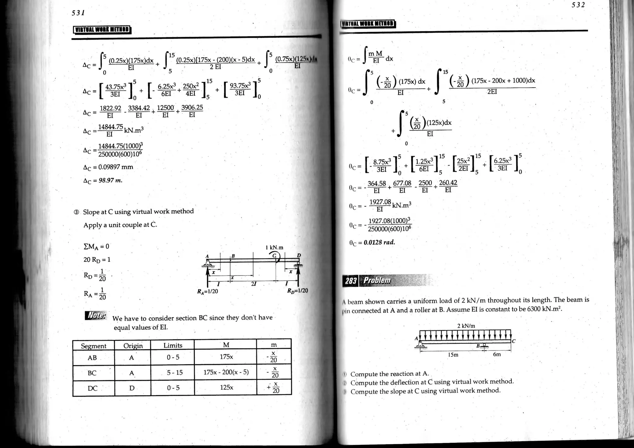 Structural Analysis - Virtual Work Method | PDF