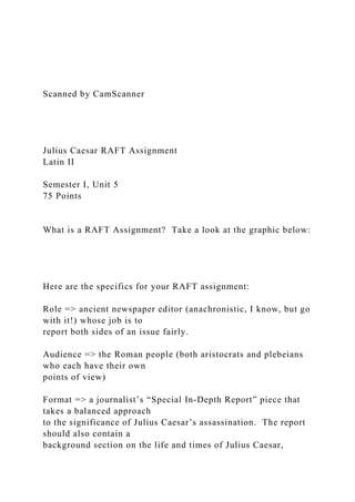 Scanned by CamScannerJulius Caesar RAFT Assignment .docx | Death ...