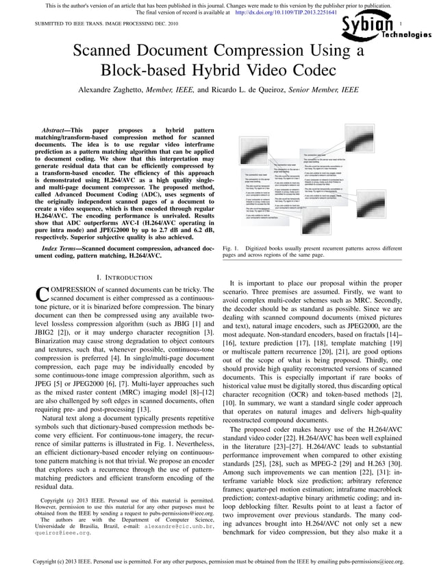 Scanned document compression using block based hybrid video codec | PDF