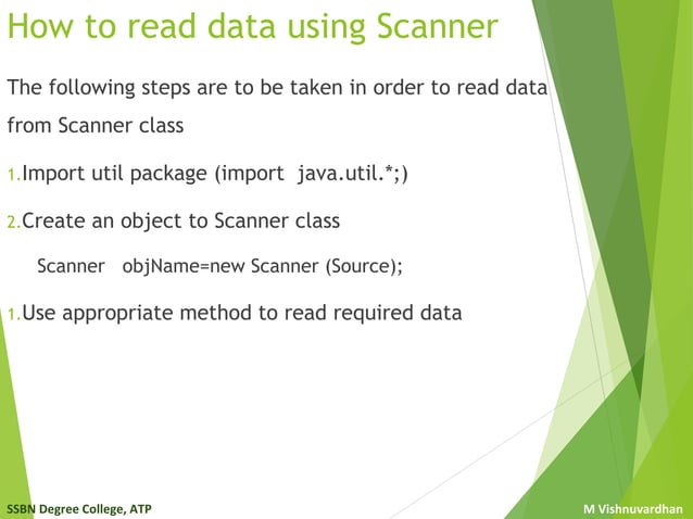 Scanner class | PPT | Programming Languages | Computing