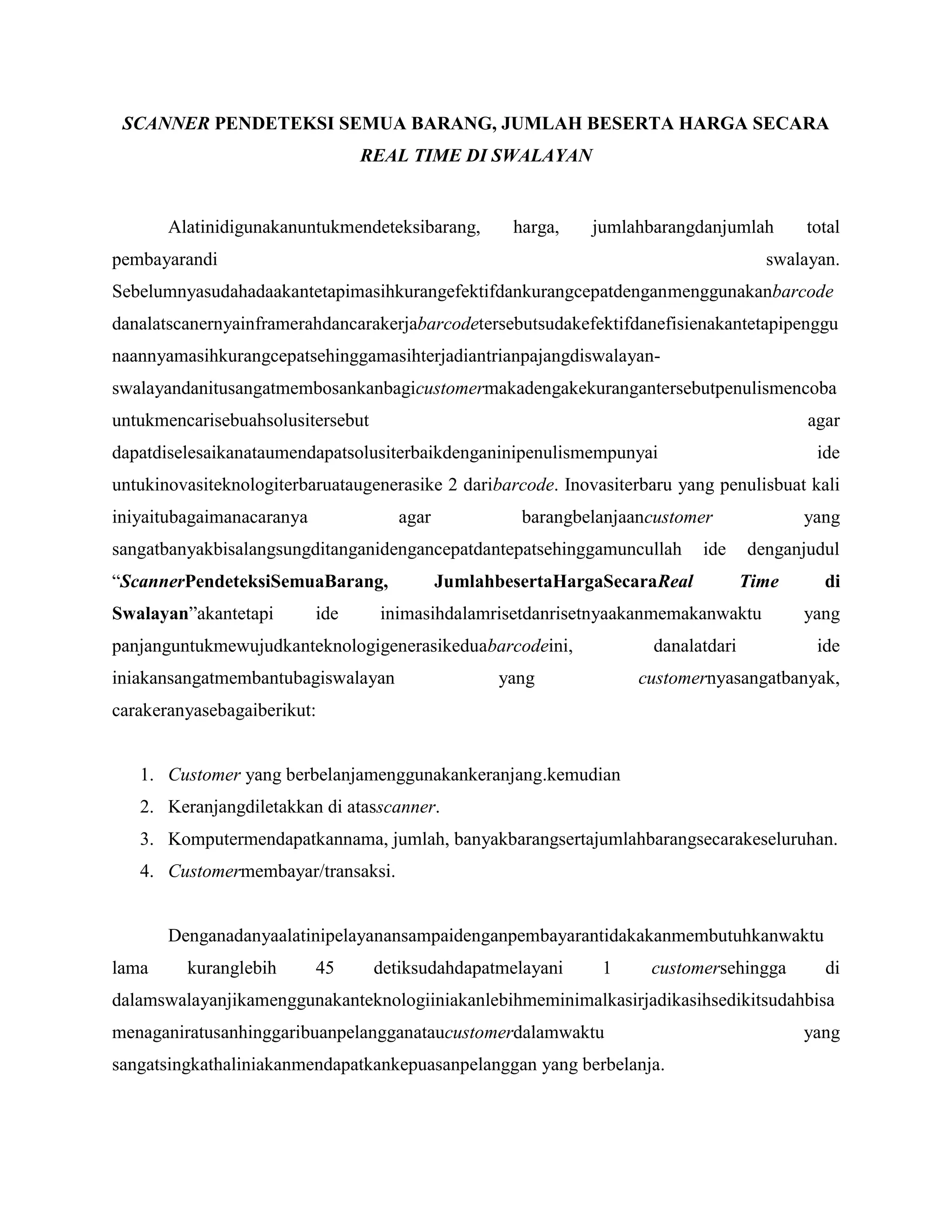 Scanner pendeteksi semua barang dan harga | DOCX