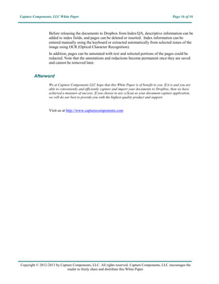 Scan, Import, and Automatically File documents to Dropbox with ccScan | PDF