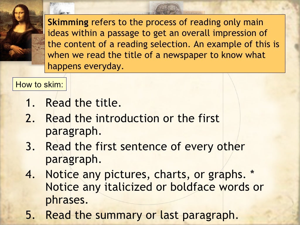 Scanning And Skimming