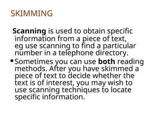 Scanning and Skimming (Reading Skills).ppt