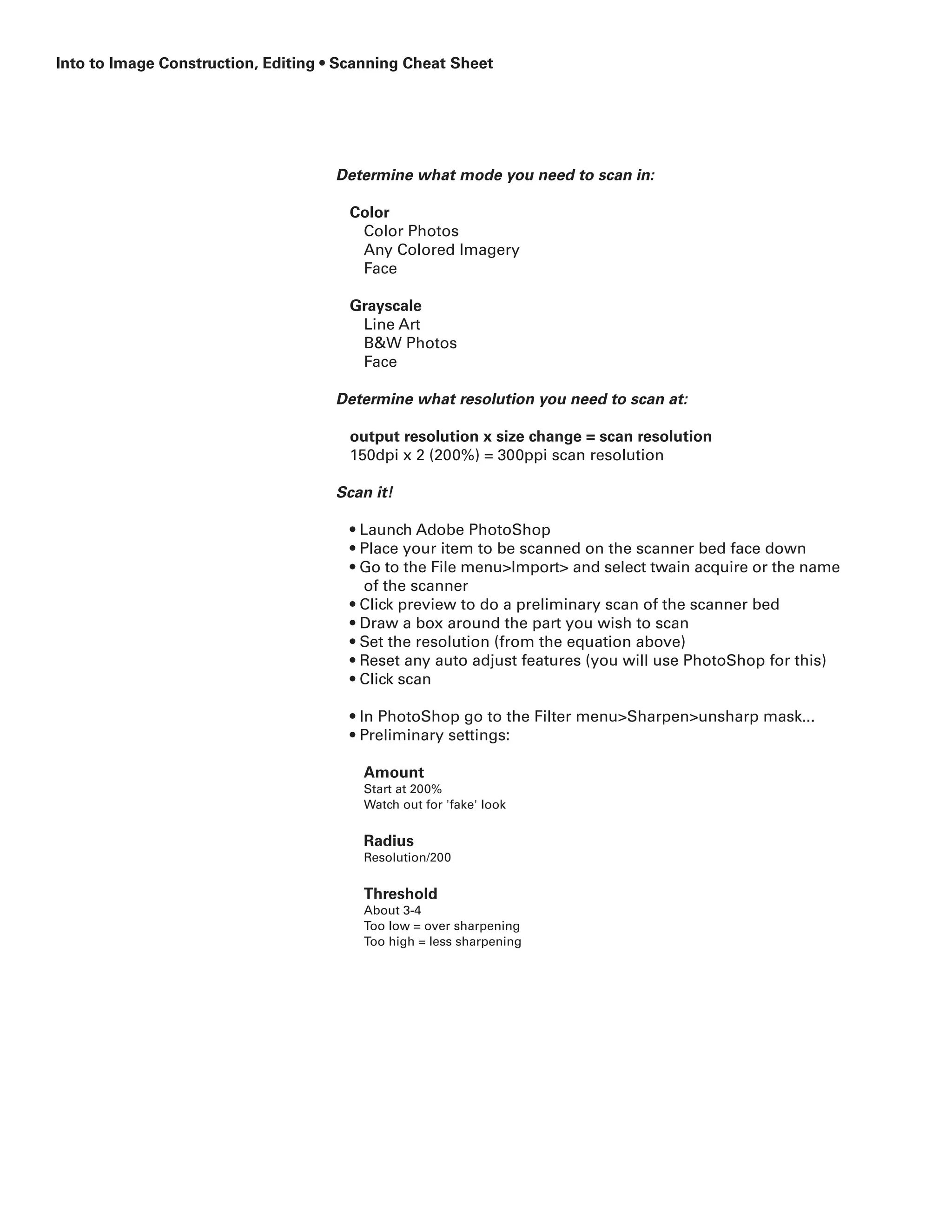 Scanning cheat sheet | PDF