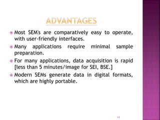 Scanning electron microscope | PPTX | Chemistry | Science