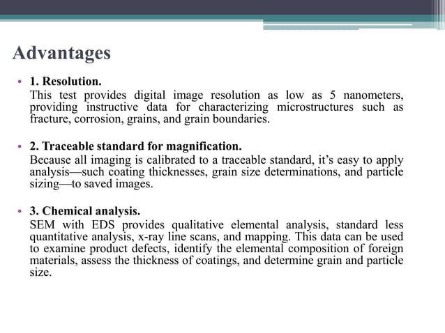 Scanning Electron Microscopy Advantages, Application and Disadvantages | PPTX