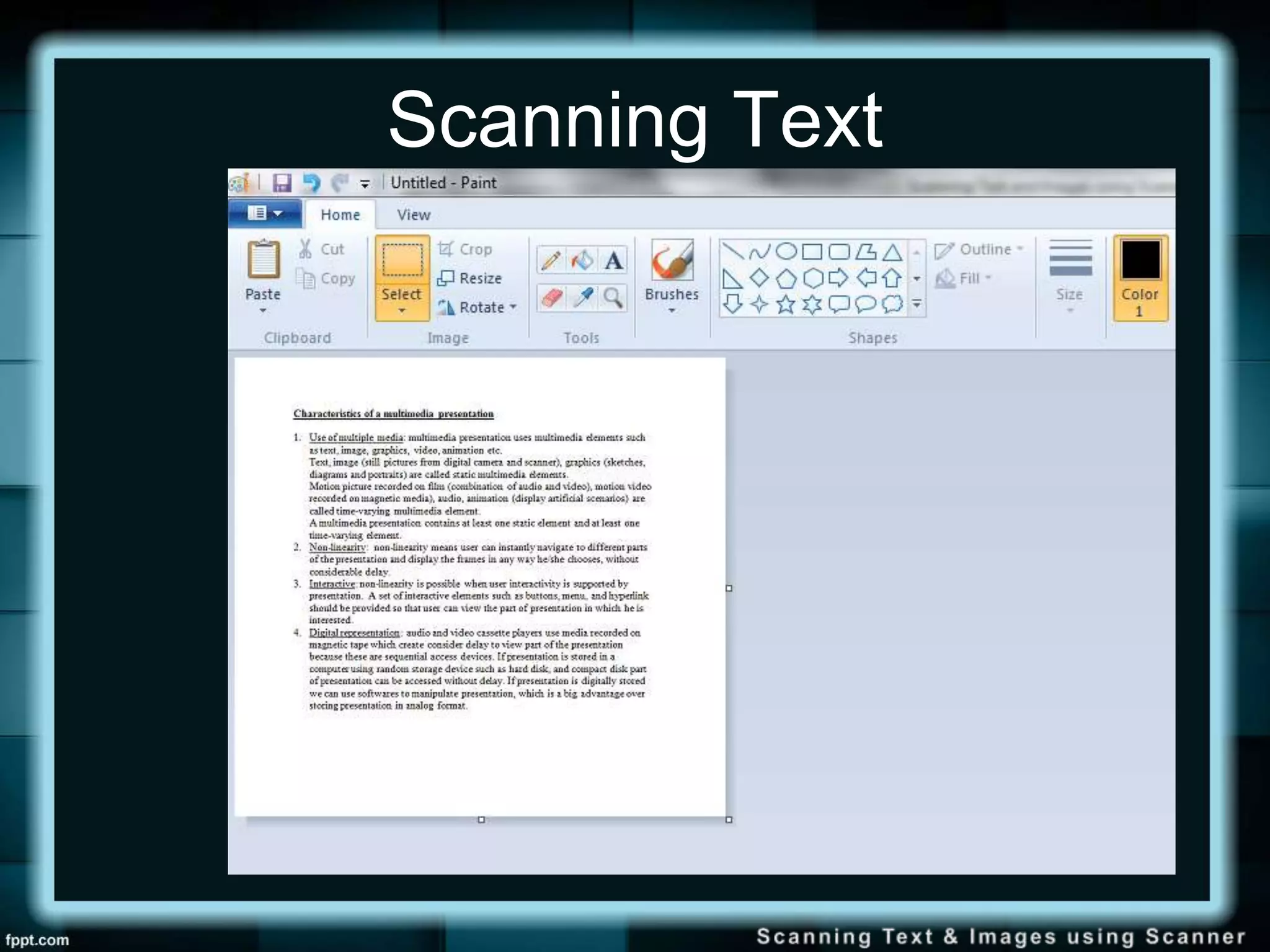 Scanning text and images using scanner | PPTX | Computing | Technology & Computing