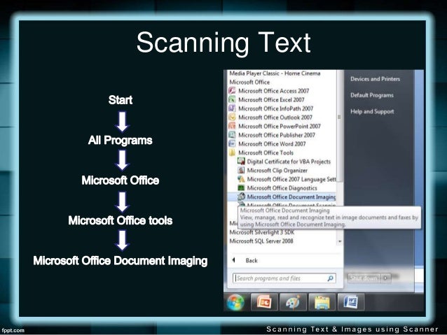 Scanning text and images using scanner