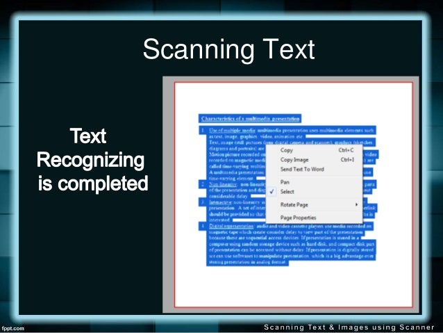 Scanning text and images using scanner