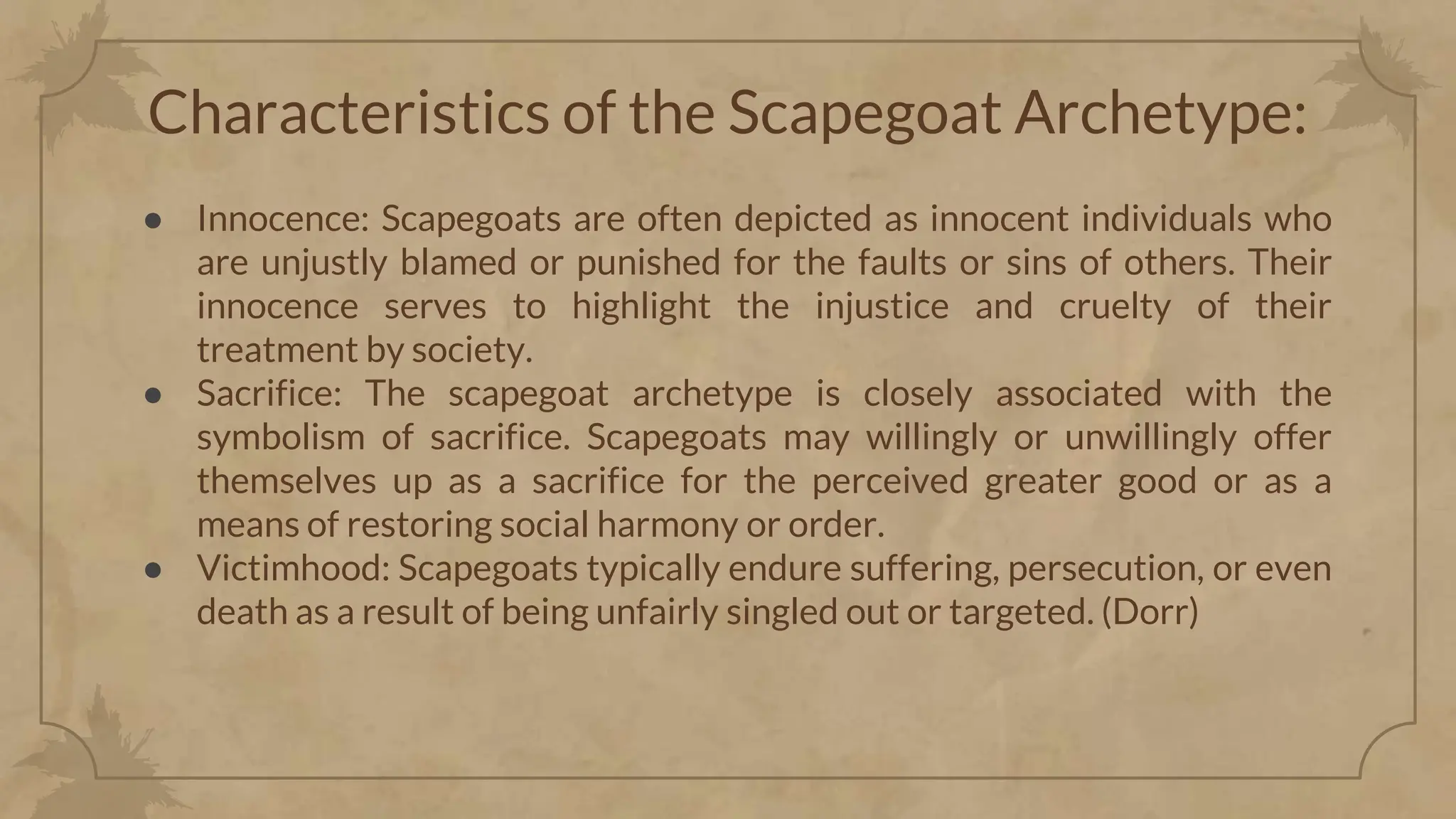 "Scapegoat as an Archetype in Literature” | PPT