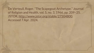 "Scapegoat as an Archetype in Literature” | PPT