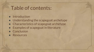 "Scapegoat as an Archetype in Literature” | PPT
