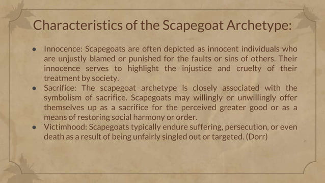 "Scapegoat as an Archetype in Literature” | PPT