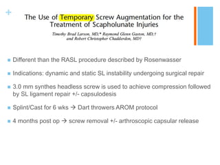 Scapholunate injuries part 2 - by Hussain Algawahmed | PPTX