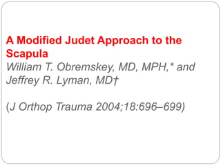 Scapula fracture diagnosis and management | PPTX