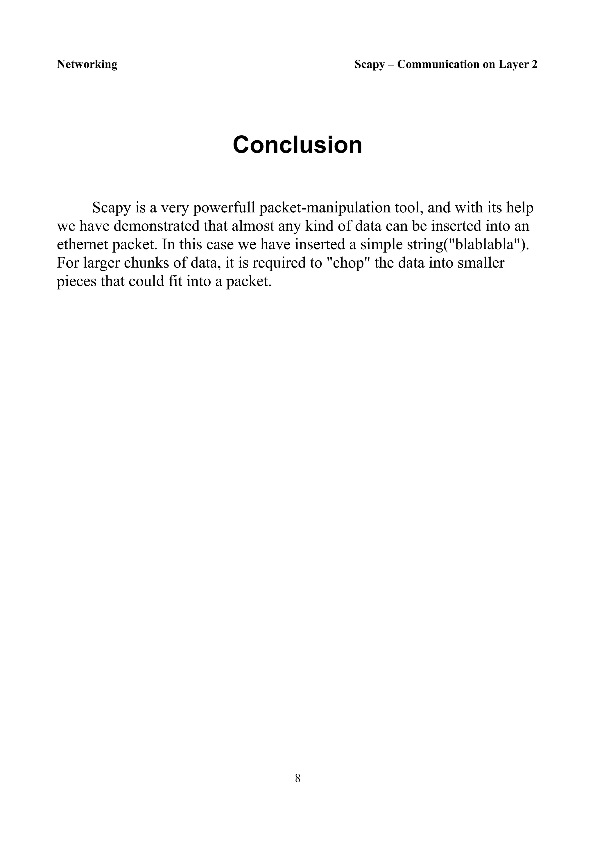 Scapy - communication on Layer2 | PDF