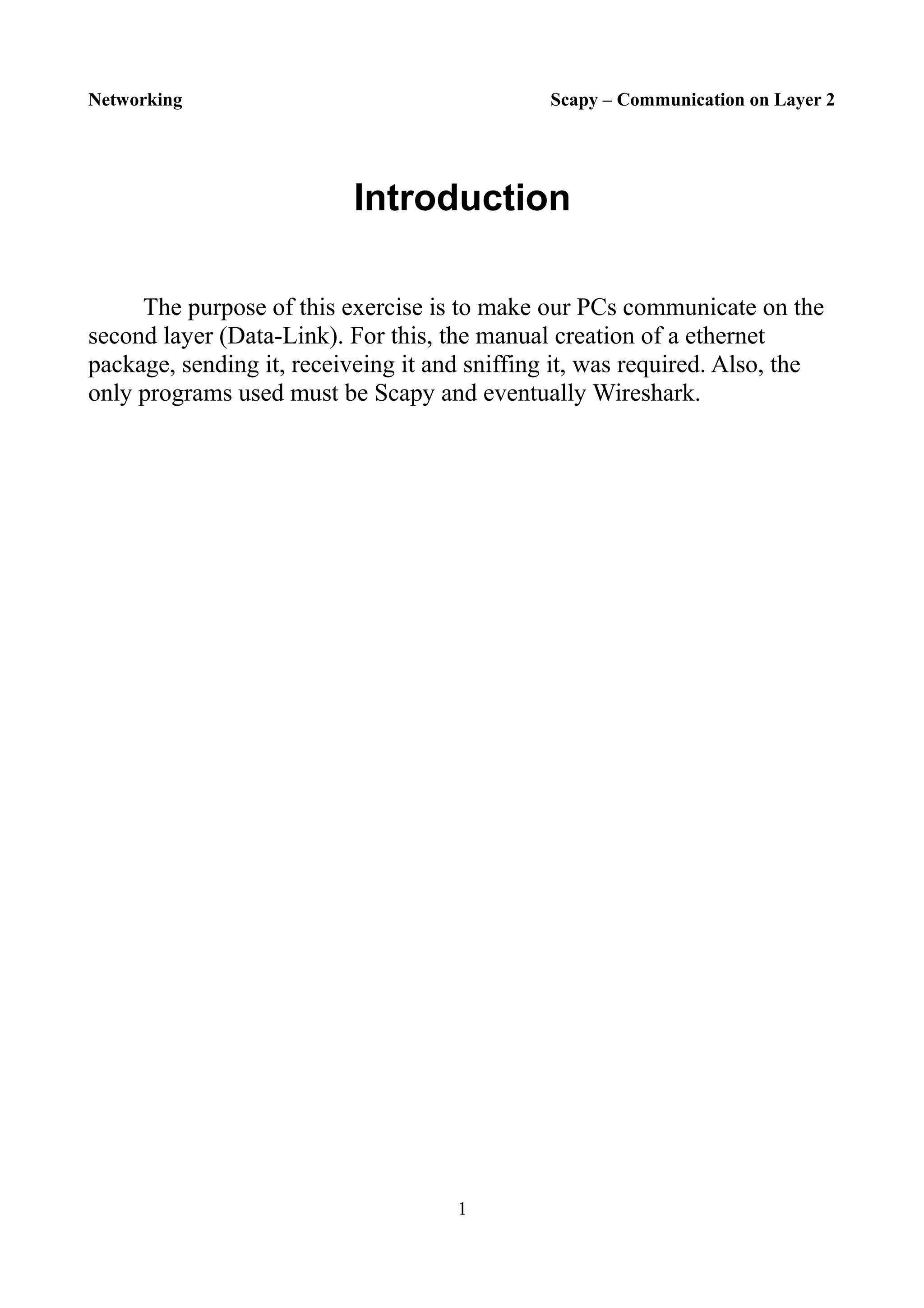 Scapy - communication on Layer2 | PDF