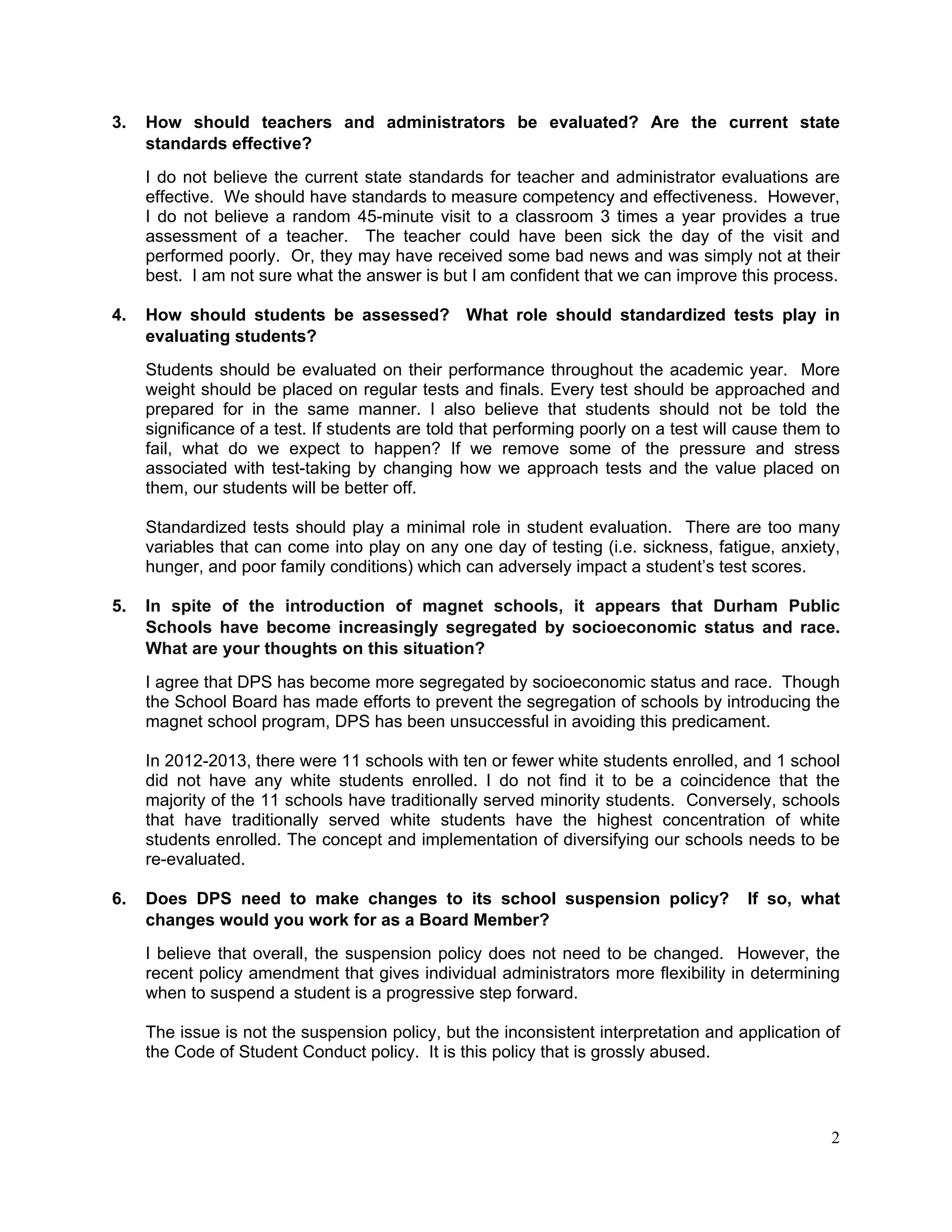 Terrence Scarborough 2014 PA-PAC Questionnaire | PDF