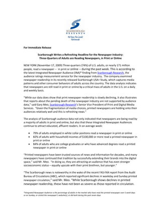 Scarborough Newspaper Audience Readership Naa November 2009 A | PDF