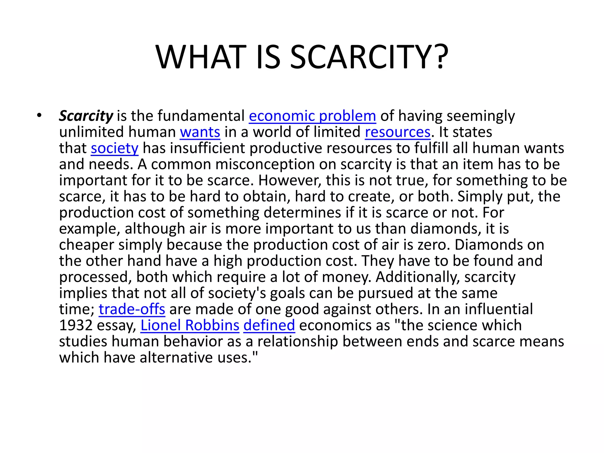 Economic problem -: scarcity | PPTX