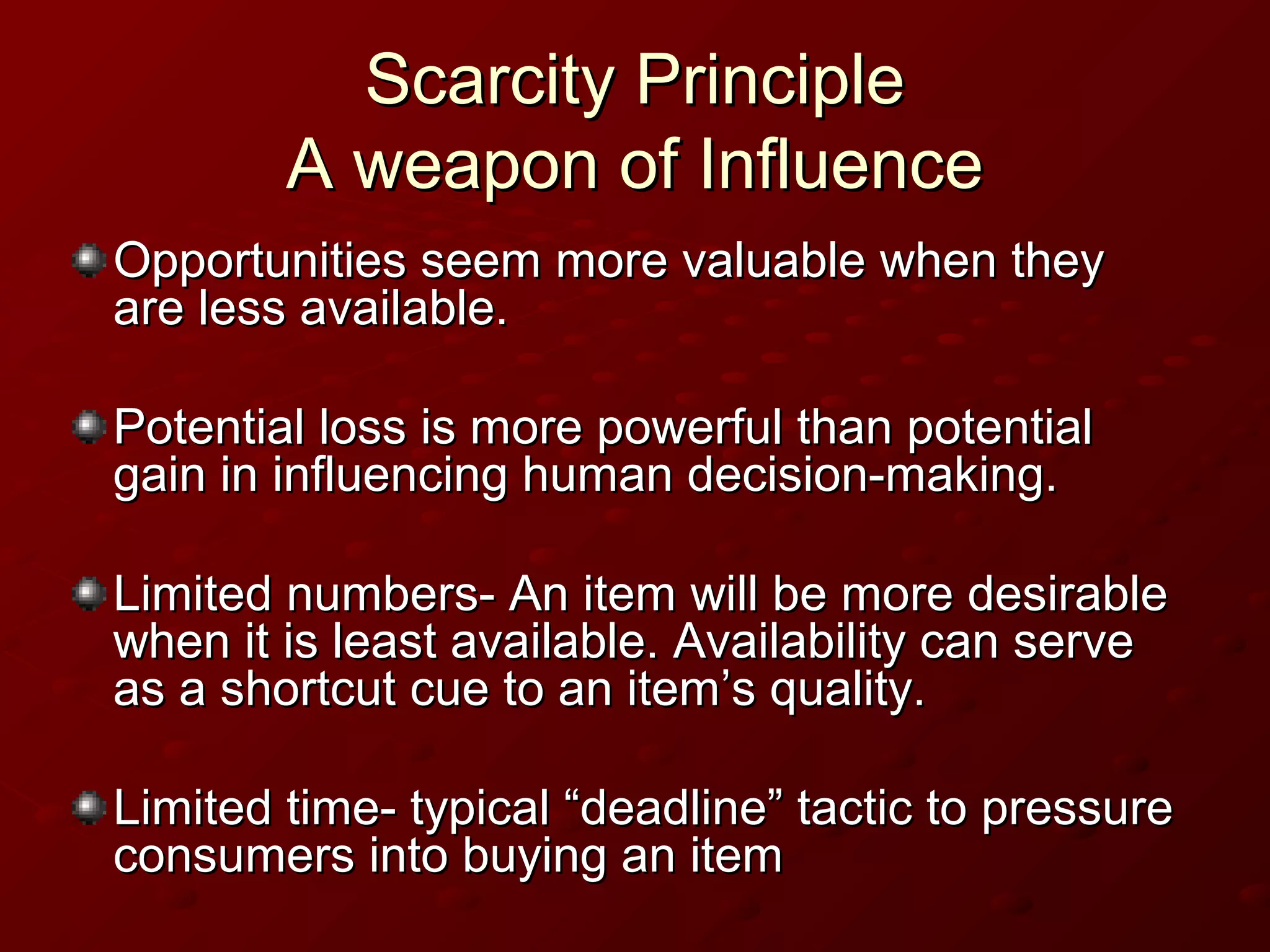 Scarcity chapter 7 cialdini feb 2011 | PPT