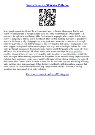 Scarcity Of Water Essay | PDF