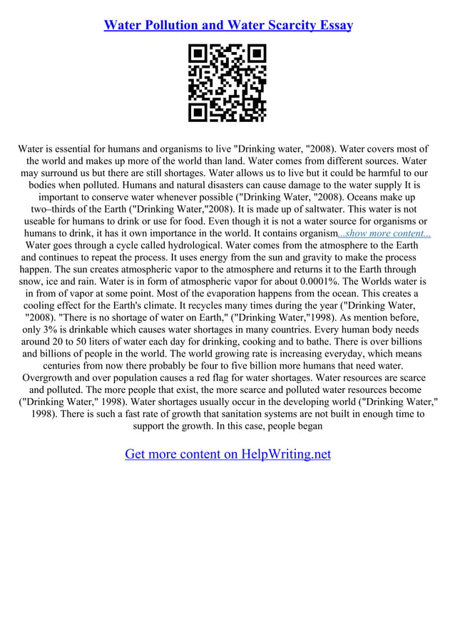 Scarcity Of Water Essay | PDF